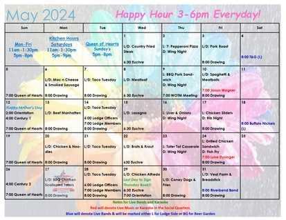 Calendar | Findlay Moose Lodge #698